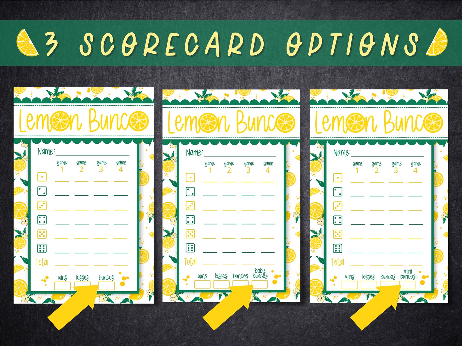Printable Lemon Bunco Set With Scorecards Tally Sheets Table - Etsy