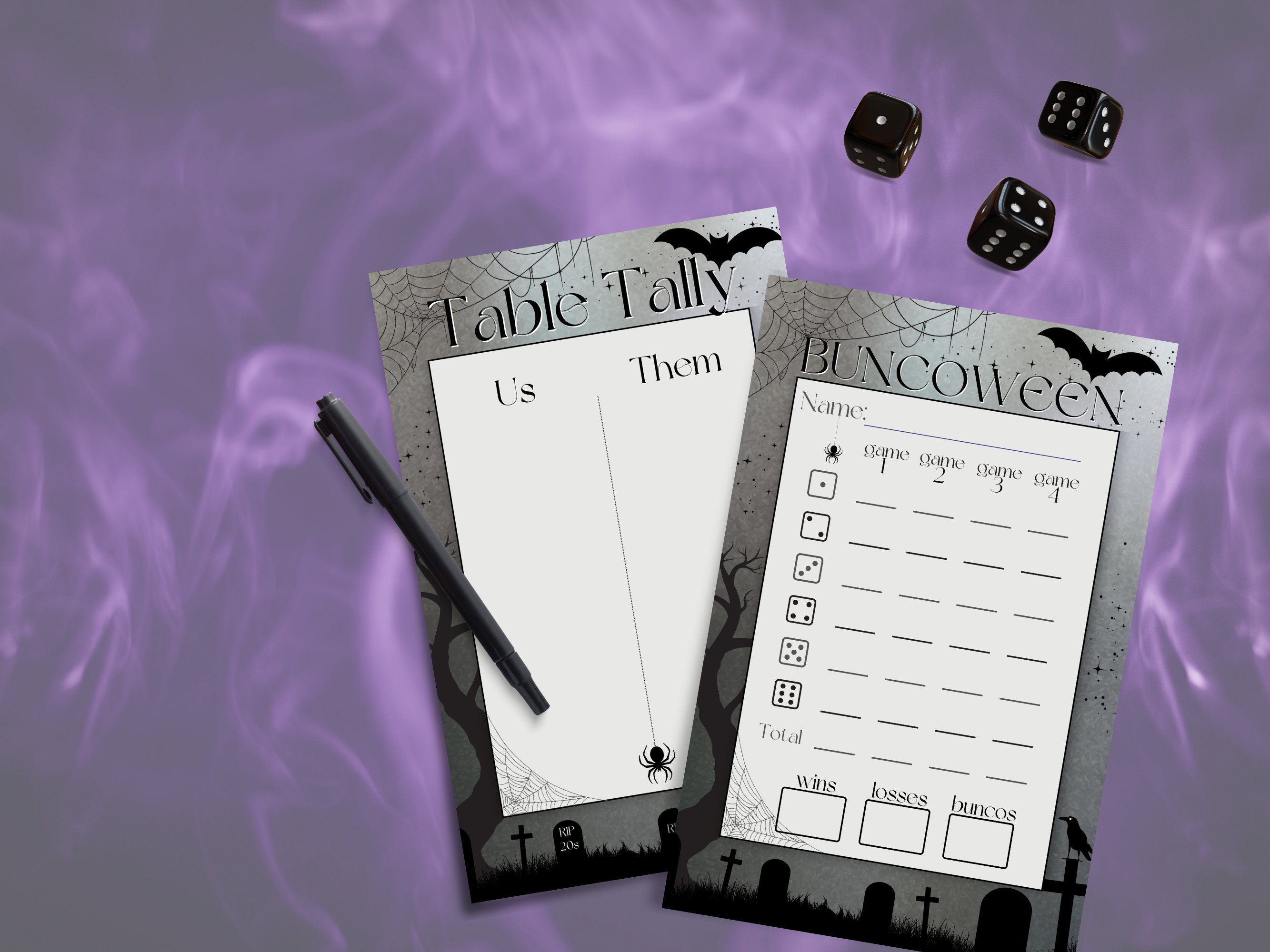 Printable Spooky Halloween Bunco Set With Score Sheets, Tally Sheets ...