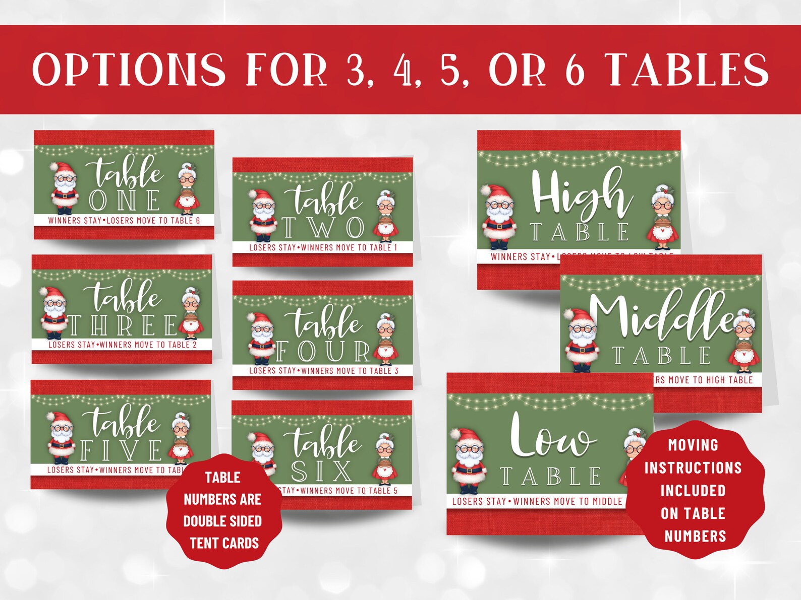 Printable Christmas Bunco Set With Scorecards, Tally Sheets, Table ...
