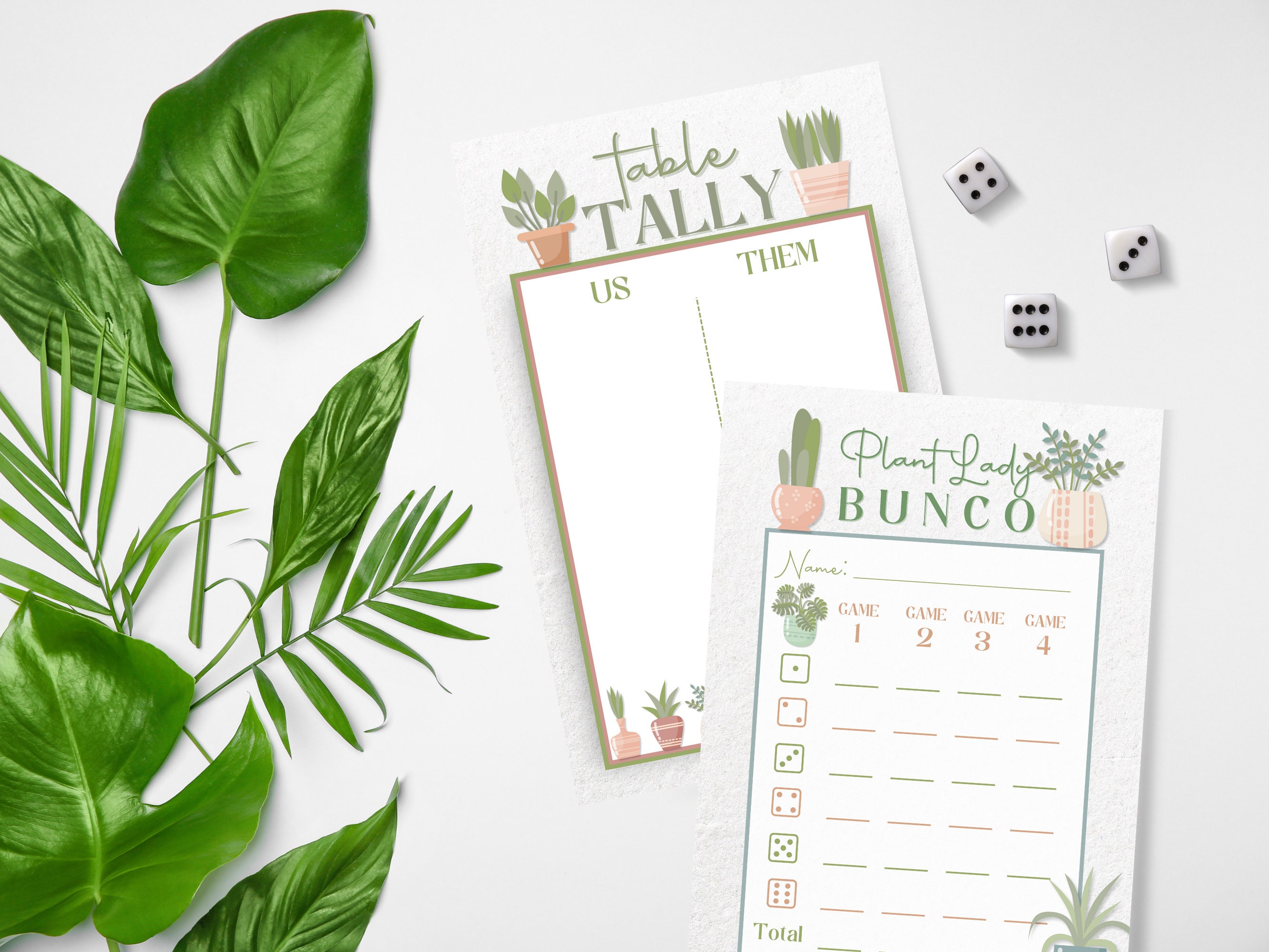 Digital Download Plant Lady Themed Bunco Scorecard Set Score Sheets ...