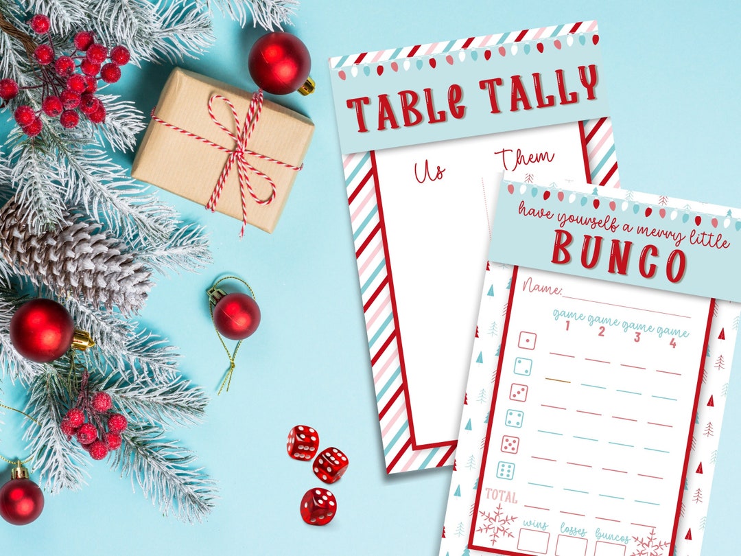 Printable Christmas Bunco Set With Scorecards, Tally Sheets, Table ...