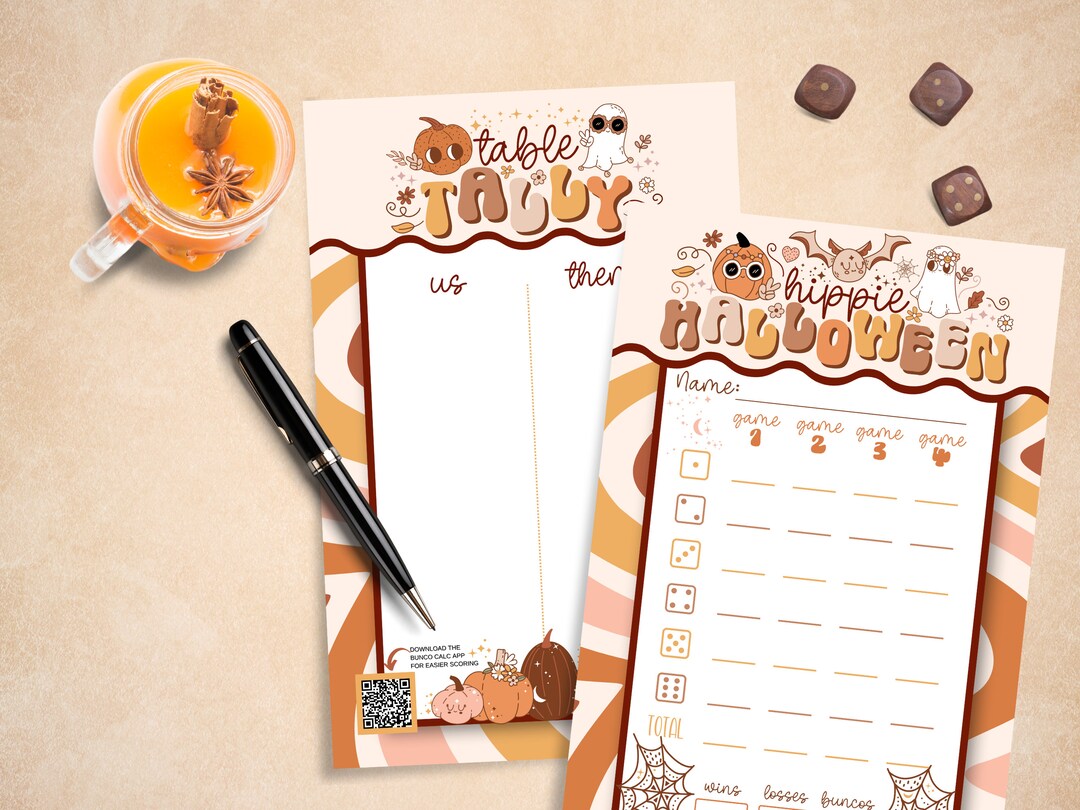 Retro Halloween Set With Scorecards, Tally Sheets, Table Numbers ...