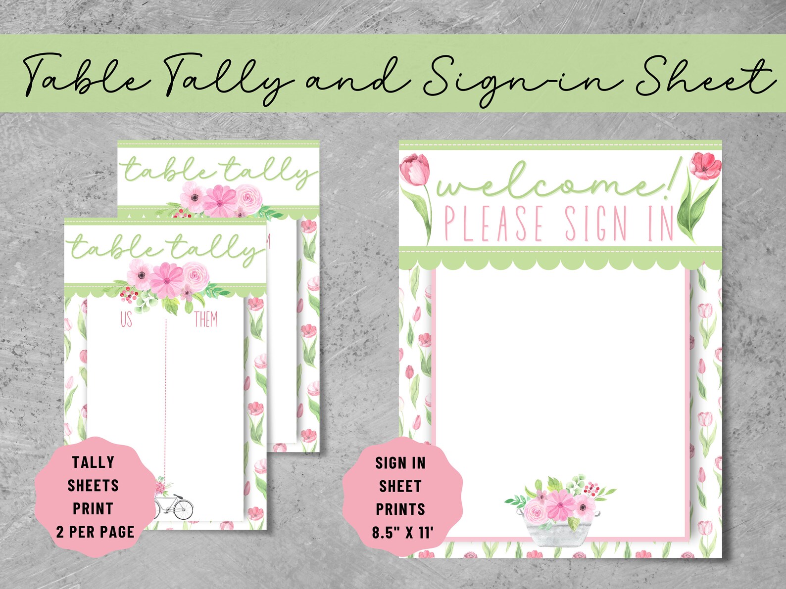 Printable Spring Flowers Bunco Set With Scorecards, Tally Sheets, Table ...
