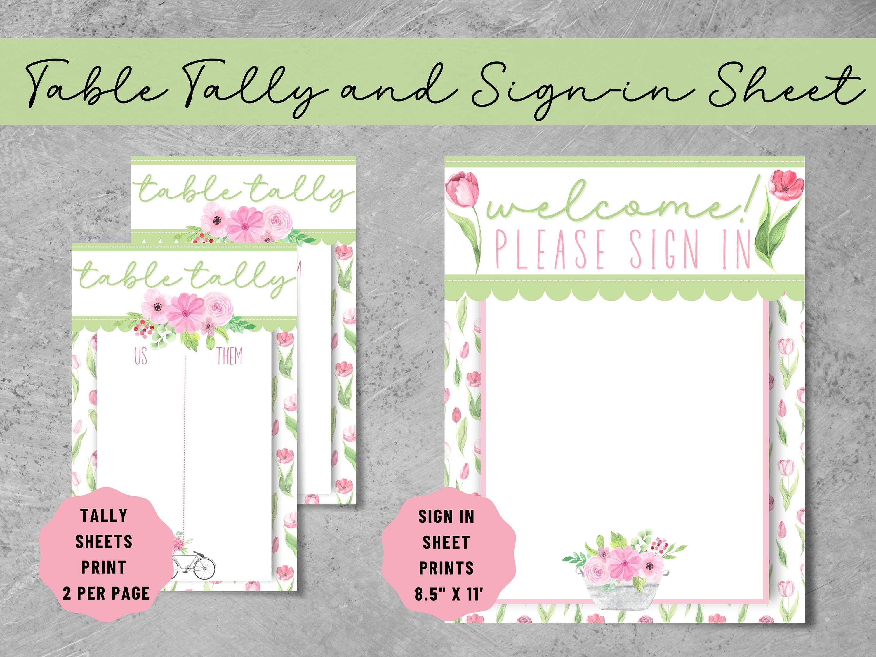 Printable Spring Flowers Bunco Set With Scorecards, Tally Sheets, Table ...