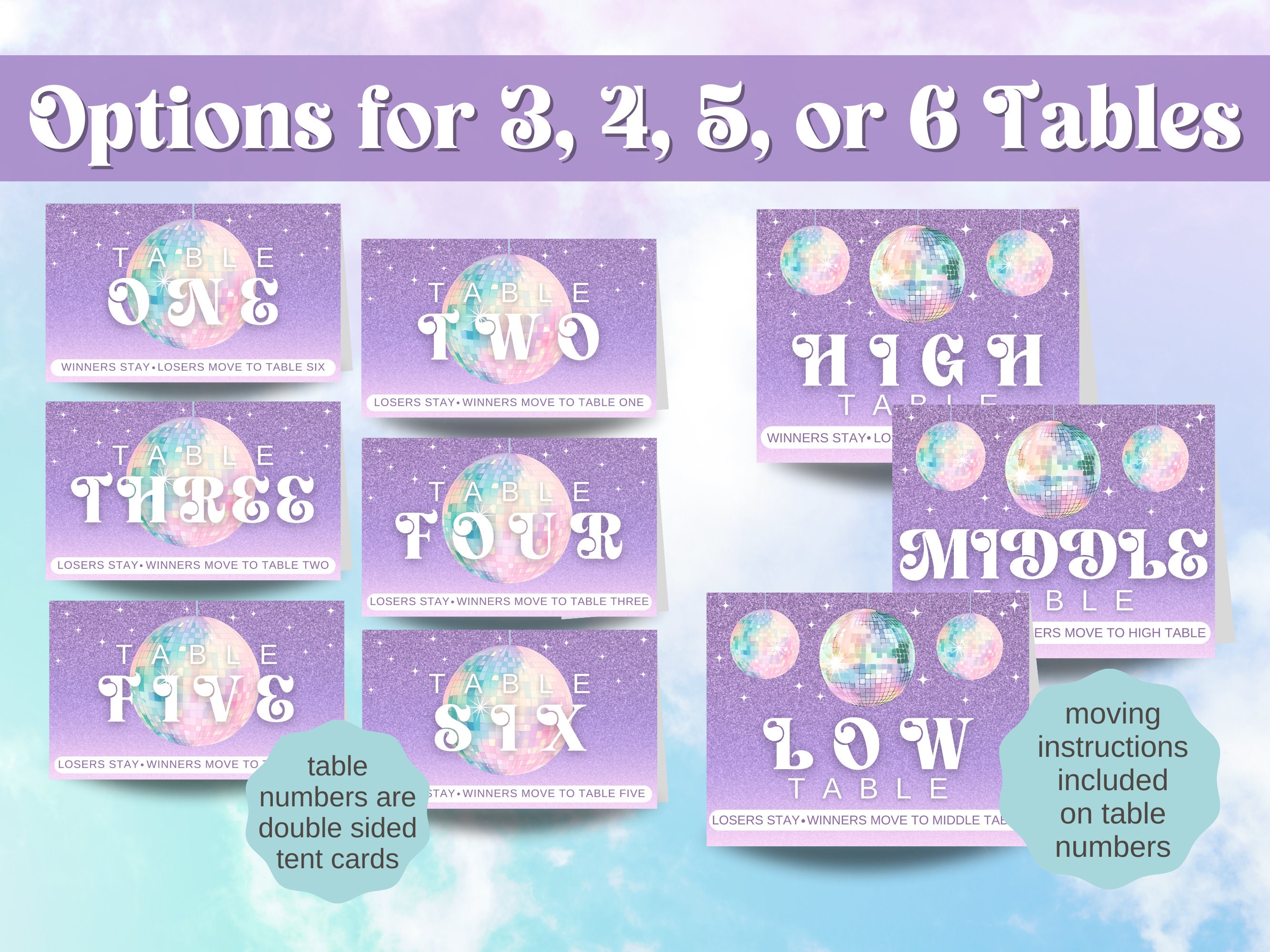 Printable Pastel Disco Ball New Year Bunco Set With Score Sheets, Tally ...