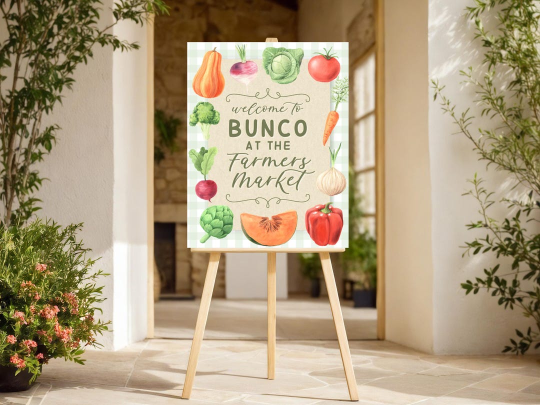 Welcome to Bunco at the Farmers Market Sign - Digital Download Poster ...
