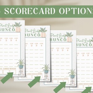 Digital Download Plant Lady Themed Bunco Scorecard Set - Score Sheets ...