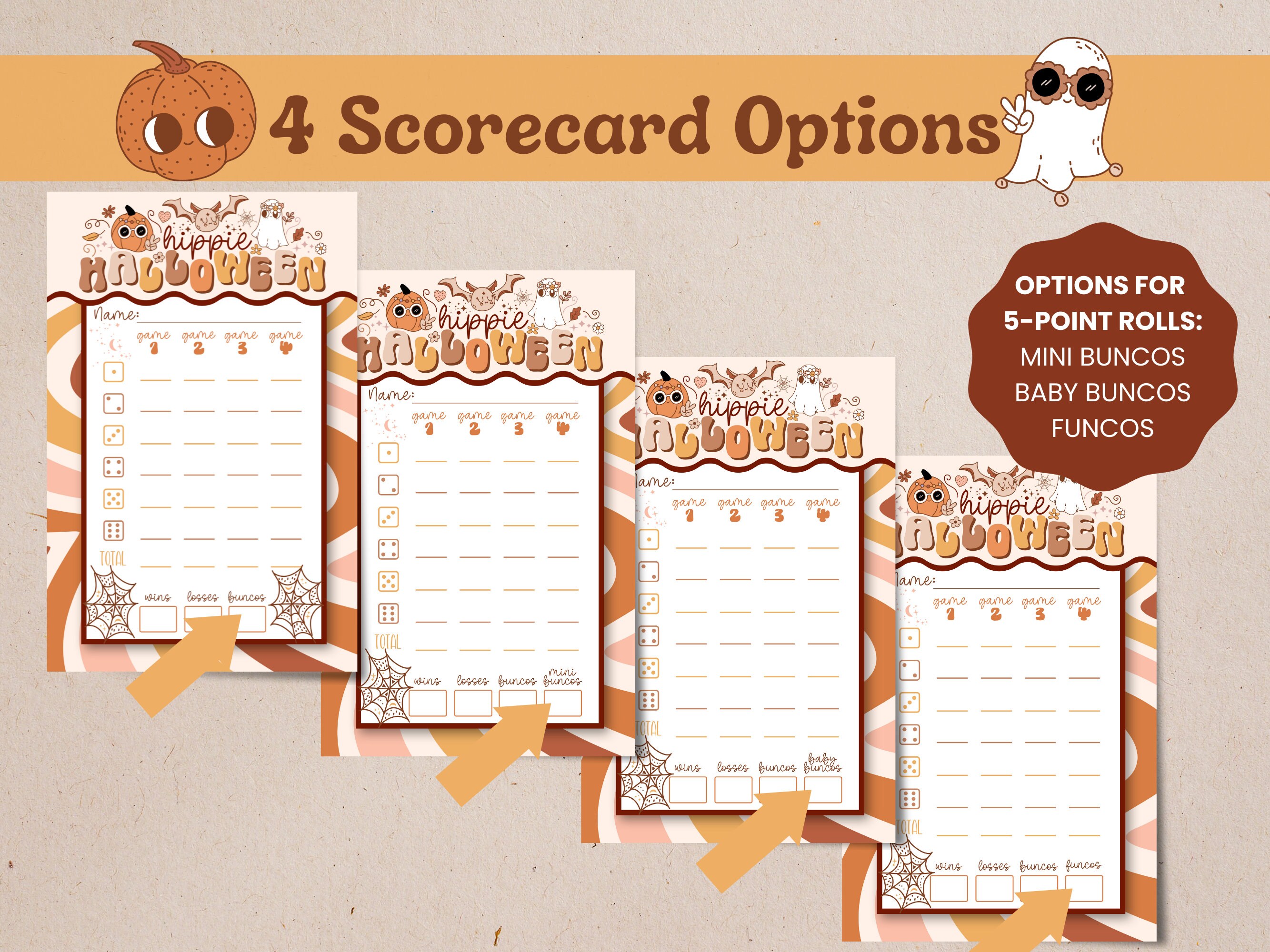 Retro Halloween Set With Scorecards, Tally Sheets, Table Numbers ...