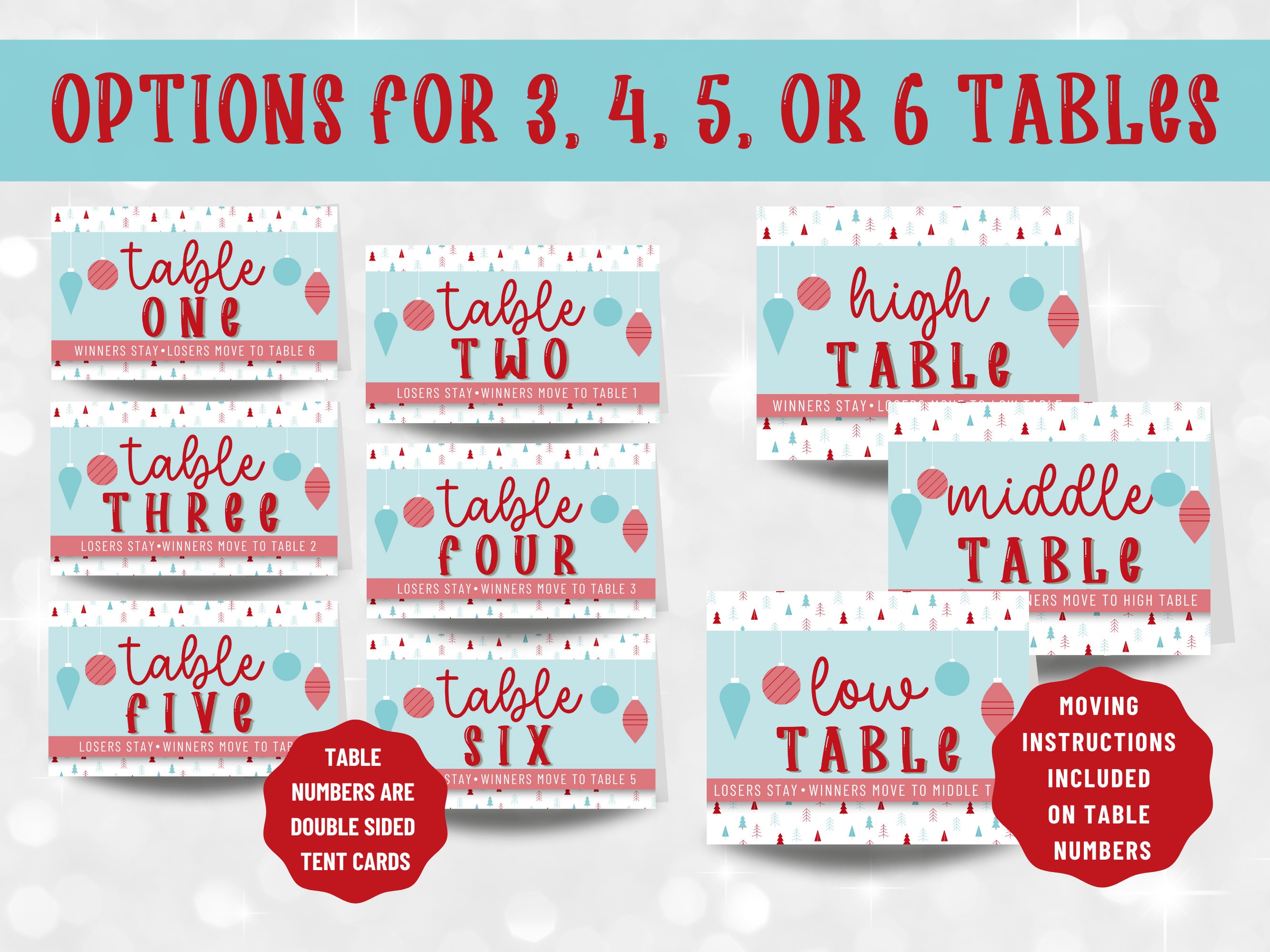 Printable Christmas Bunco Set With Scorecards, Tally Sheets, Table ...
