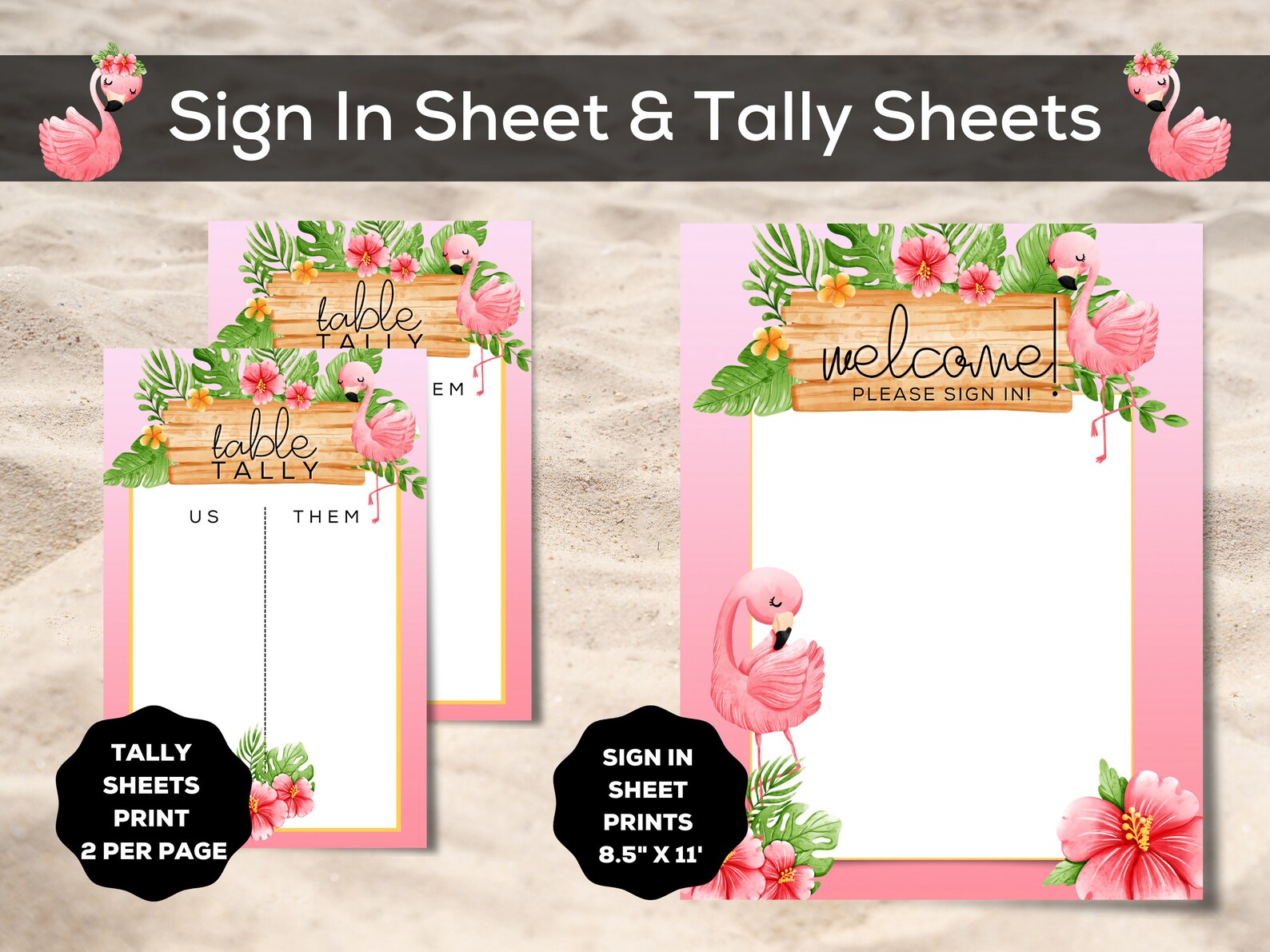 Digital Download Flamingo Themed Bunco Scorecard Set - Score Sheets ...