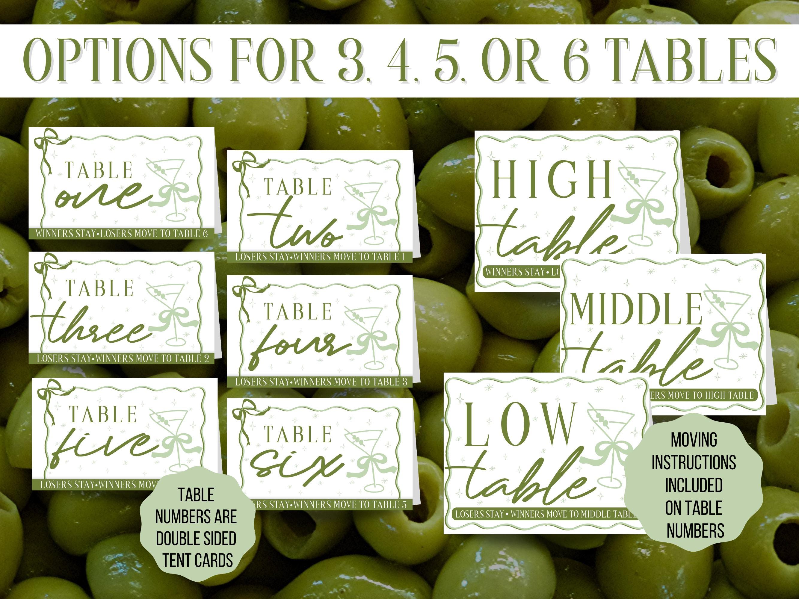 Dirty Olive Martini Printable Bunco Set With Scorecards, Tally Sheets ...