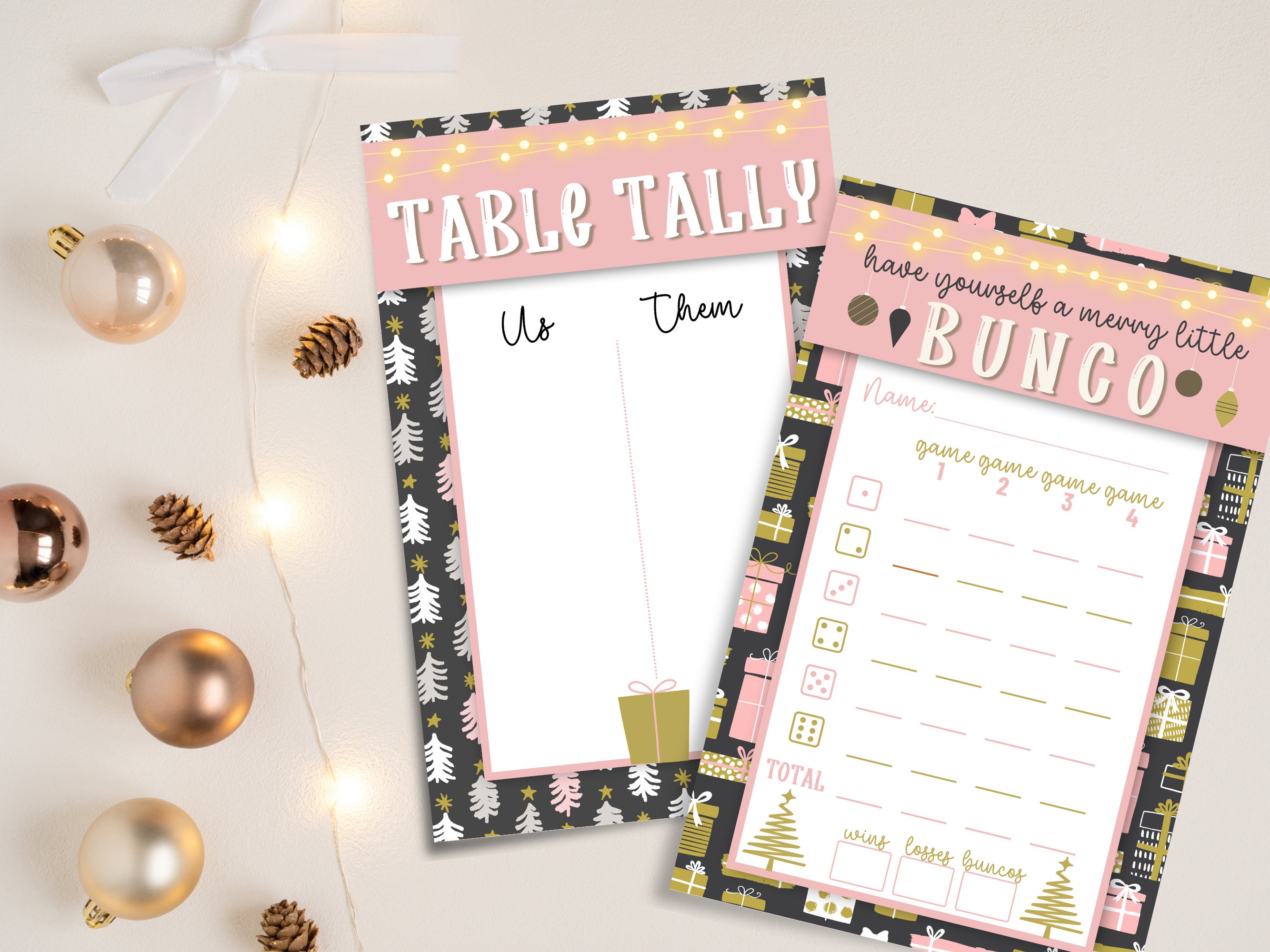 Printable Christmas Bunco Set With Scorecards, Tally Sheets, Table ...