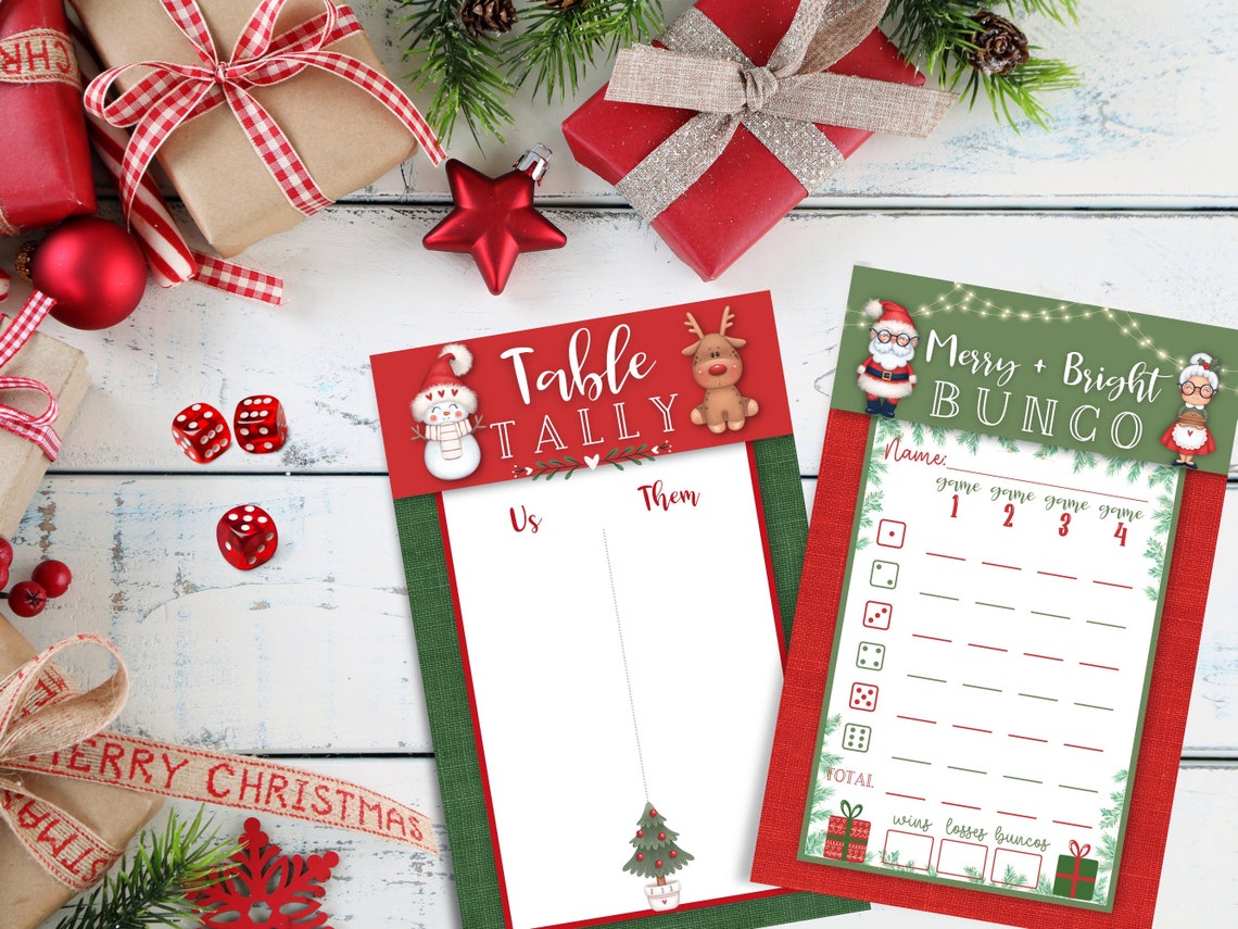 Printable Christmas Bunco Set With Scorecards, Tally Sheets, Table ...