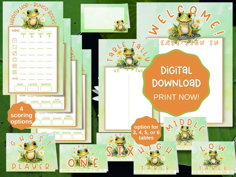Printable Leap Year Frog Bunco Set With Score Sheets, Tally Sheets ...