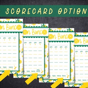 Printable Lemon Bunco Set With Scorecards, Tally Sheets, Table Numbers ...