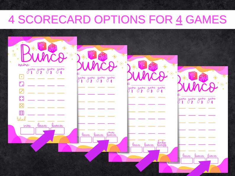 Printable Orange and Pink Bunco Scorecard for All Seasons and Months ...