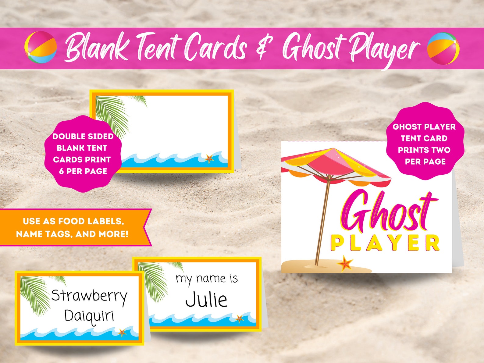 Printable Beach Bash Bunco Set With Scorecards, Tally Sheets, Table ...