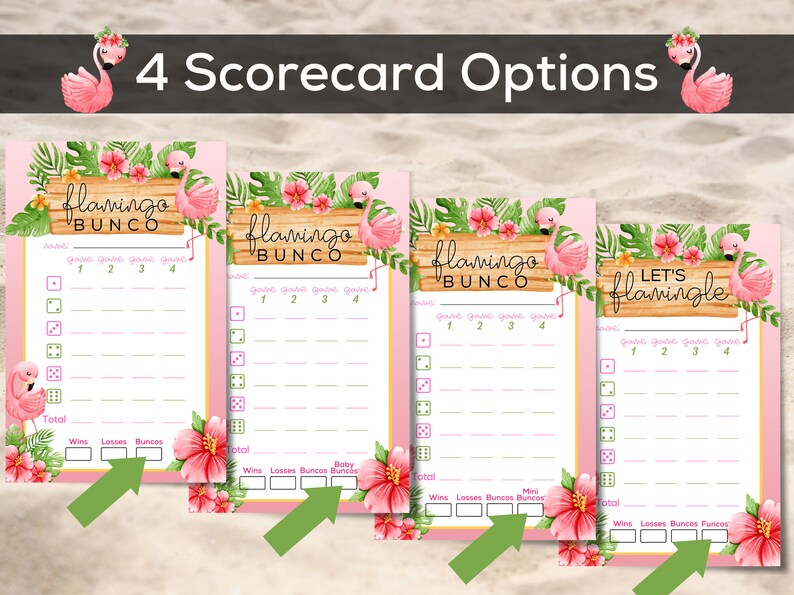 Digital Download Flamingo Themed Bunco Scorecard Set - Score Sheets ...