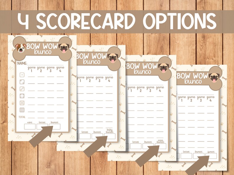 Printable Bow Wow Bunco for Dog Lovers Set With Score Sheets, Tally ...