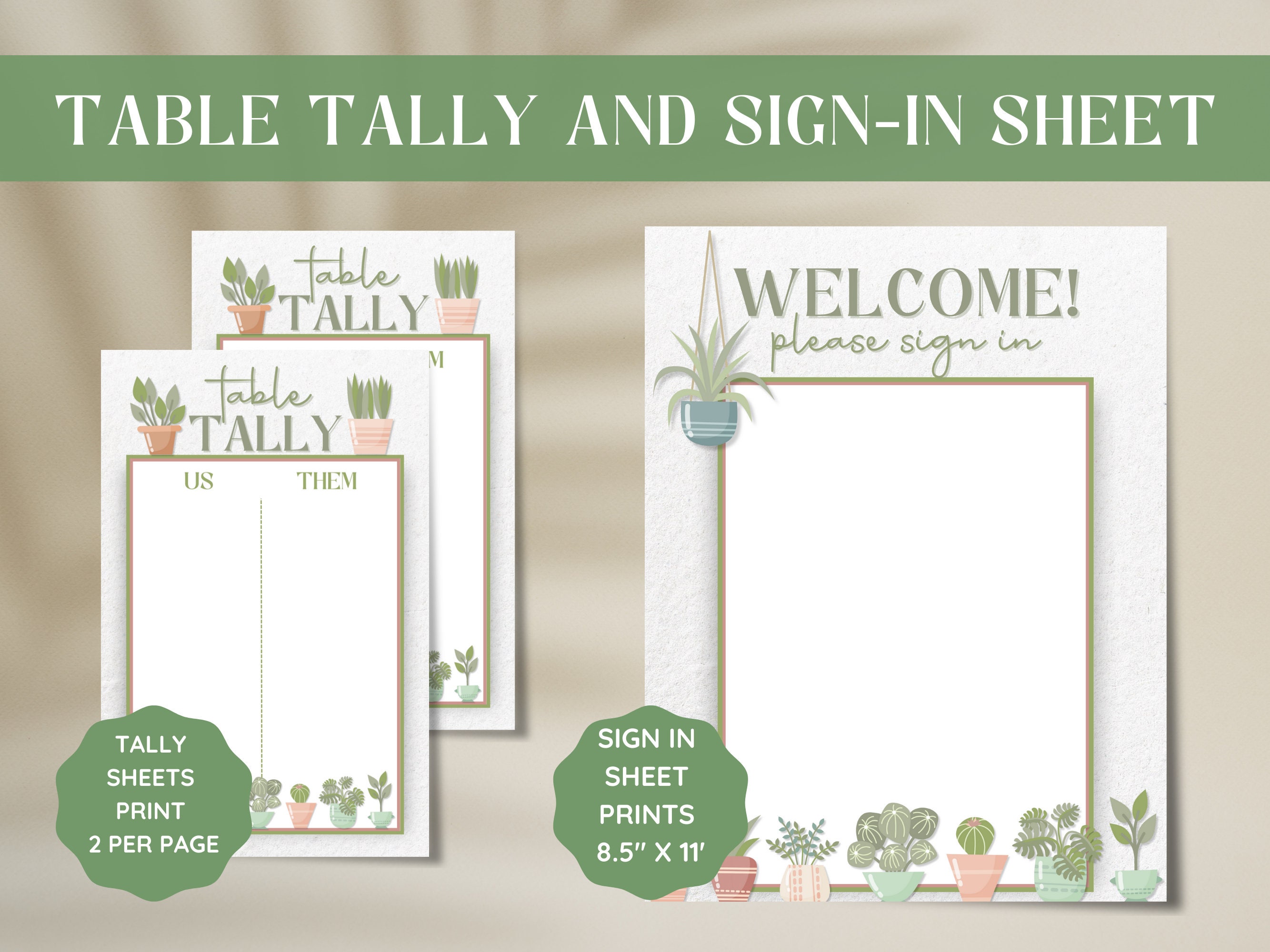 Digital Download Plant Lady Themed Bunco Scorecard Set Score Sheets ...