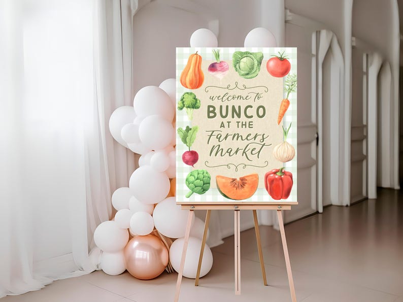 Welcome to Bunco at the Farmers Market Sign - Digital Download Poster ...