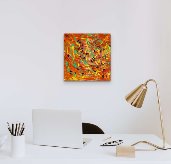 Original Colorful Neon Abstract Painting on Canvas - Etsy