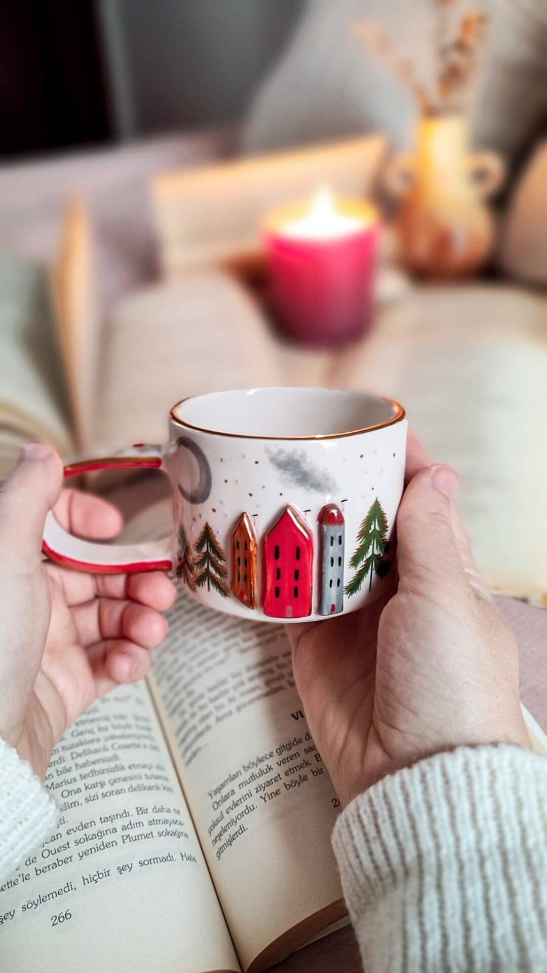 Winter Mug Handmade Ceramic Winter Cup With Snow and Houses Gift - Etsy