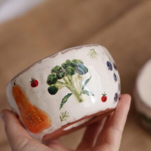 Handmade Ceramic Mug Set Unique Fruit and Vegetable Hand Painted Design ...