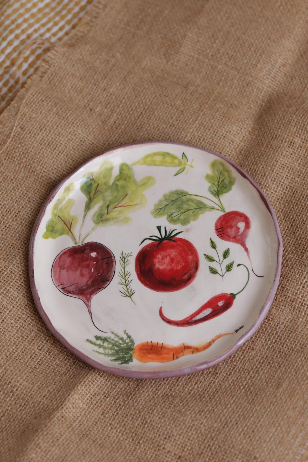 Handmade Ceramic Vegetable Plate: Rustic Hand-painted Pottery - Etsy