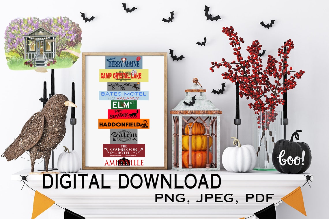 Printable Horror Halloween Movie Sign | PNG, JPEG, PDF - Etsy