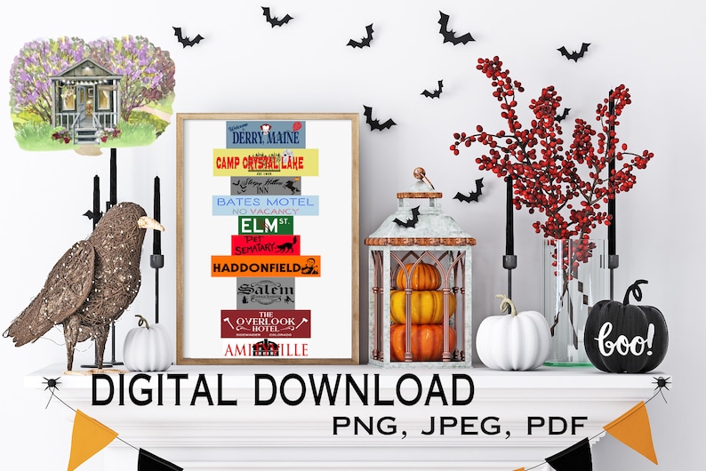 Printable Horror Halloween Movie Sign | PNG, JPEG, PDF - Etsy