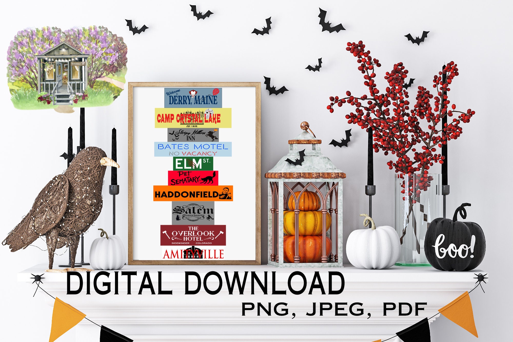 Printable Horror Halloween Movie Sign | PNG, JPEG, PDF - Etsy