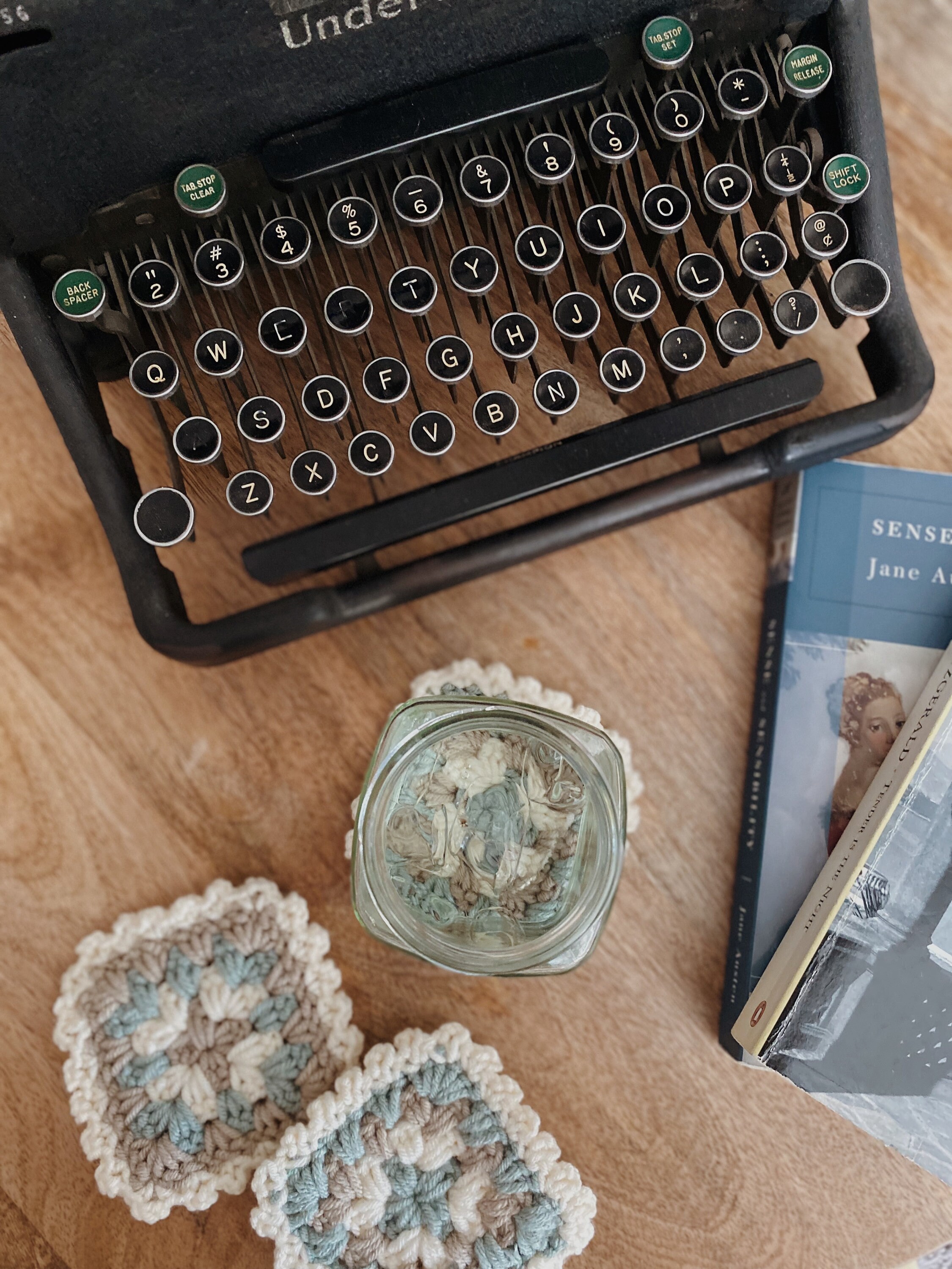 Set of Handmade Neutral Colored Ruffle Granny Square Crochet Coasters ...