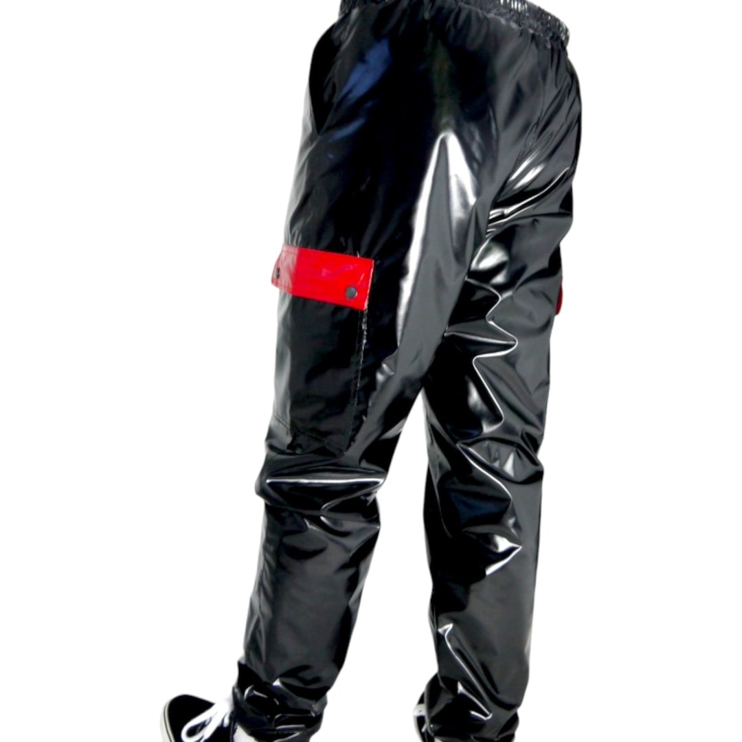 Glossy Nylon LACK PVC Wetlook Shiny Nylon Pants Rain Pants Jogging ...