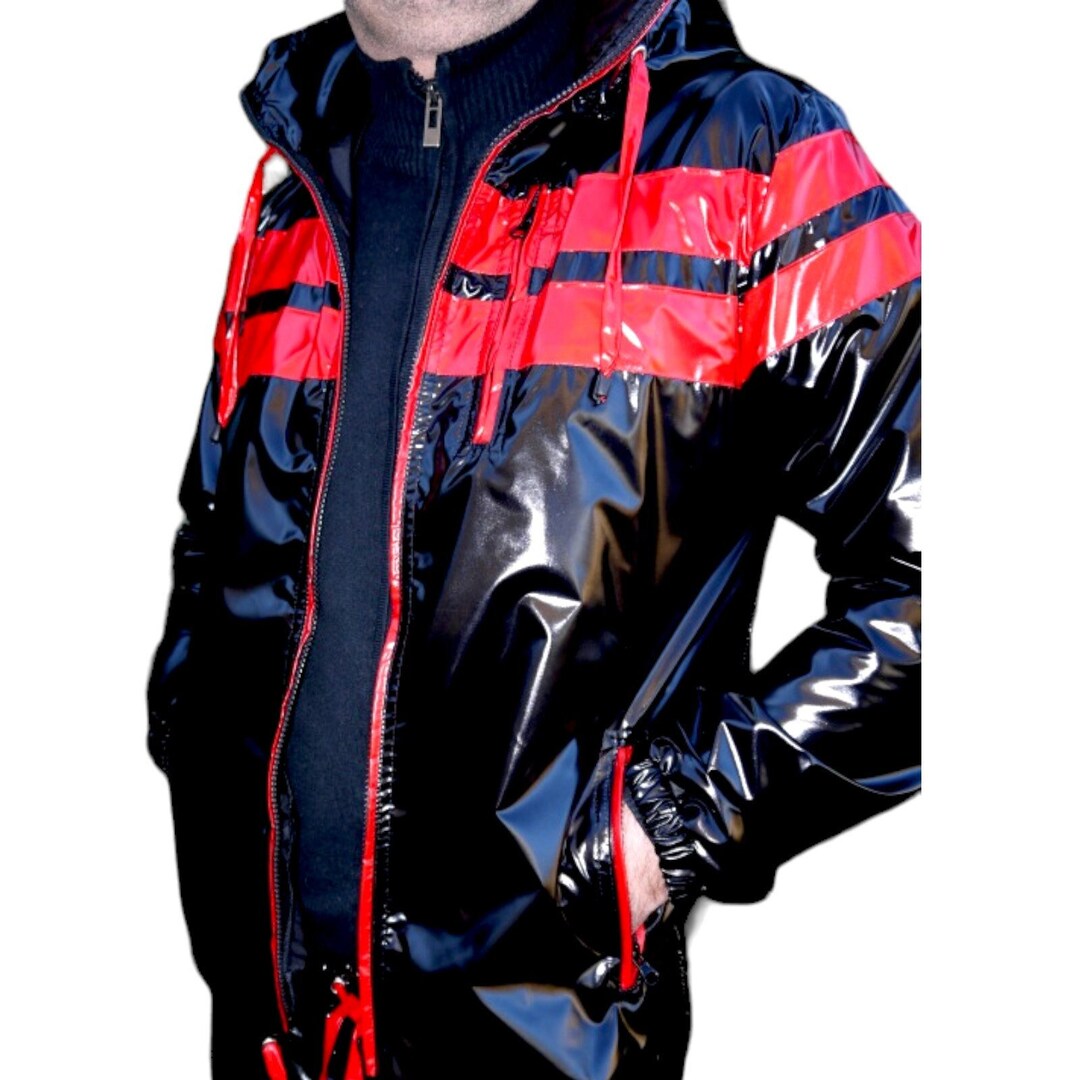 Glossy Nylon LACK PVC Wetlook Shiny Nylon Jacket Jacket PS With Lining ...