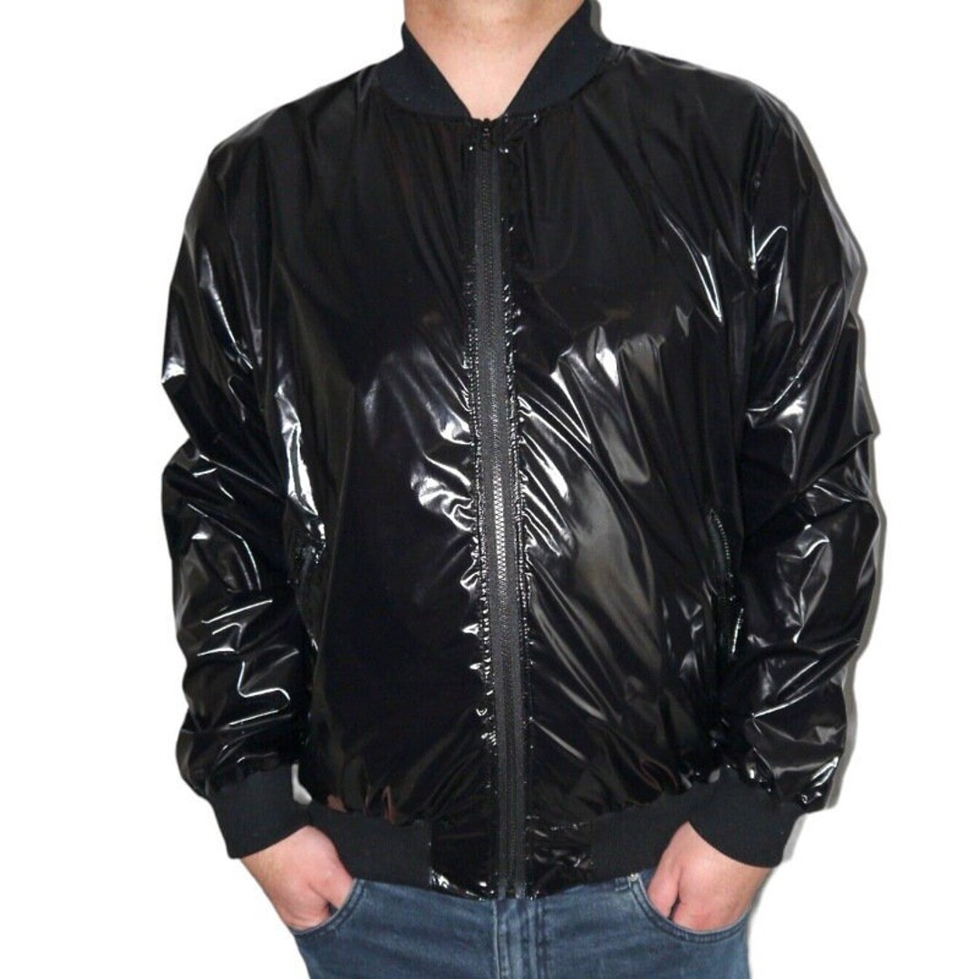 Glossy Nylon LACK PVC Wetlook Shiny Nylon Jacket Bomber Jacket Blouson ...