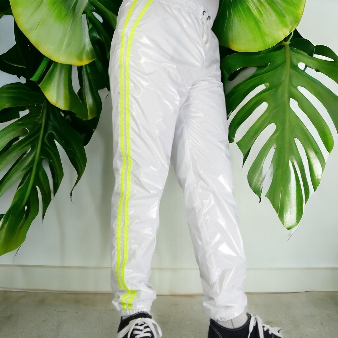 Shiny Nylon LACK PVC Wetlook Shiny Nylon Pants Rain Trousers Jogging ...