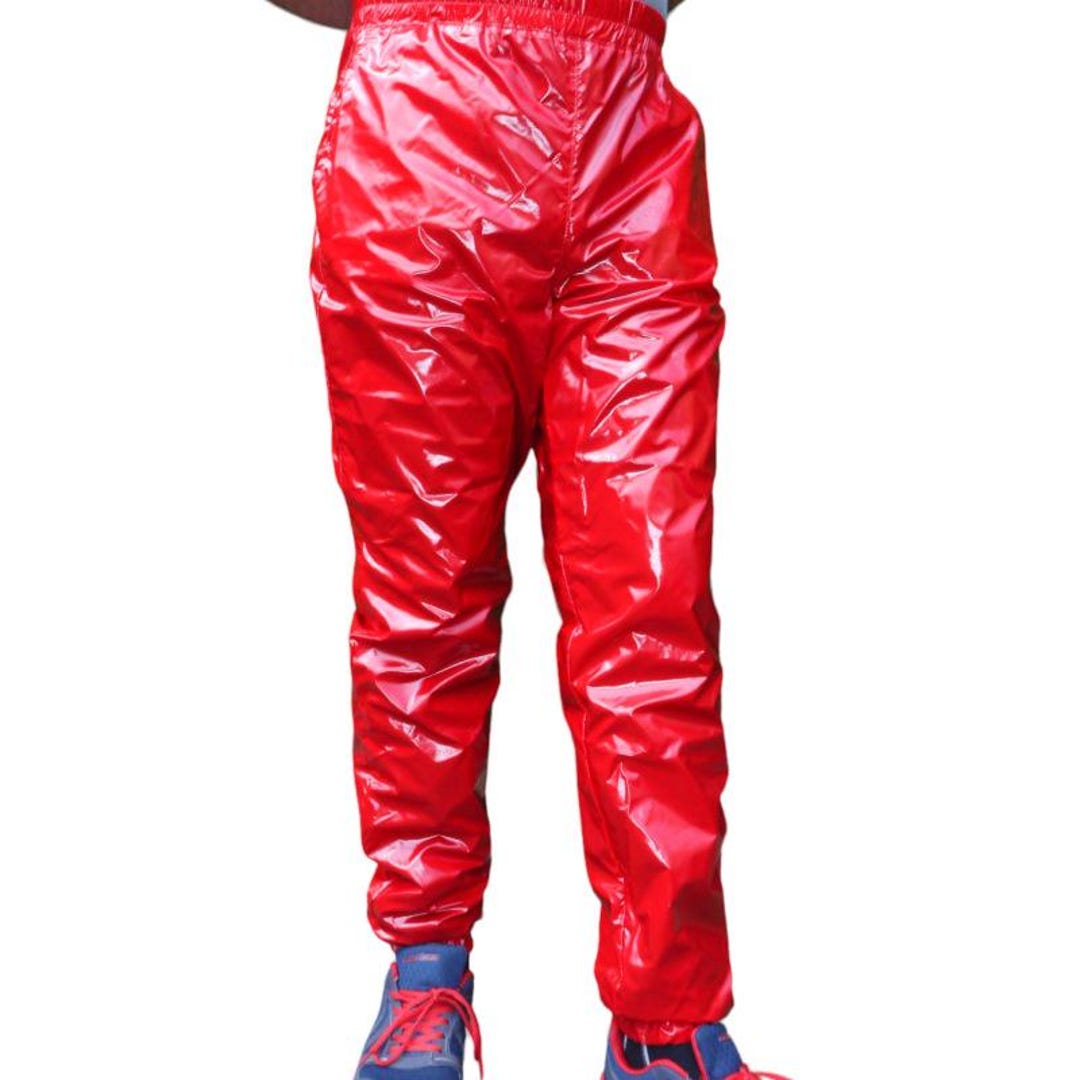 Glossy Nylon LACK PVC Wetlook Shiny Nylon Pants Rain Pants Jogging ...