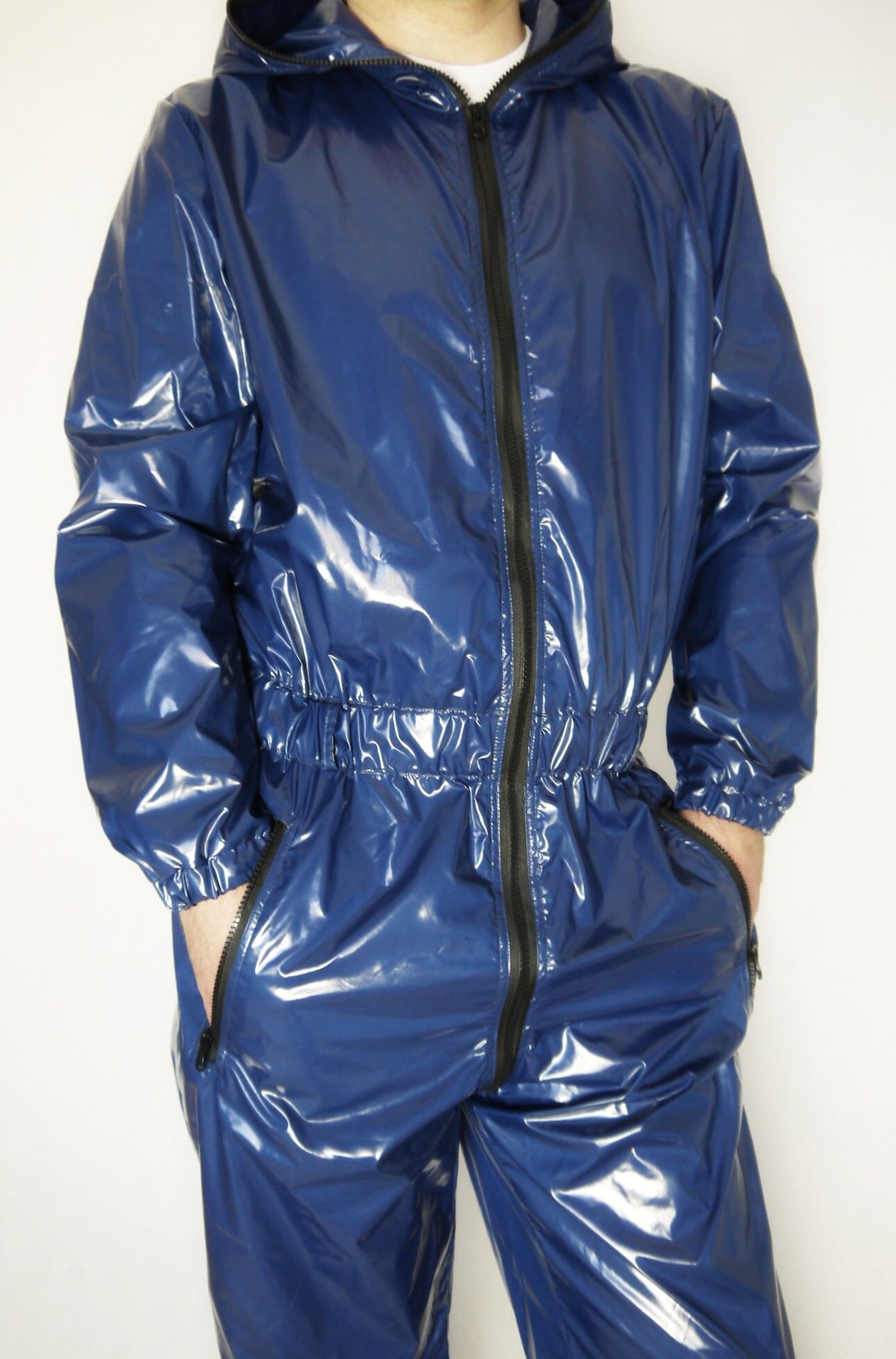 Shiny Nylon LACQUER PVC Wetlook Shiny Nylon Rain Overall Overall EX ...
