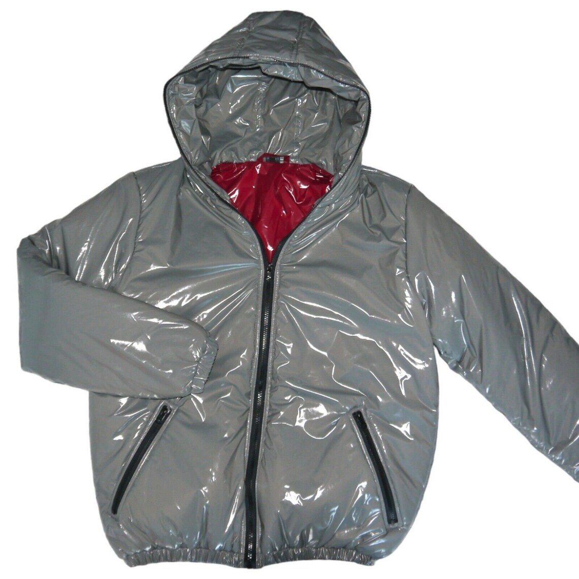 Glossy Nylon LACK PVC Wetlook Shiny Nylon Jacket With 6 Mm Padding ...