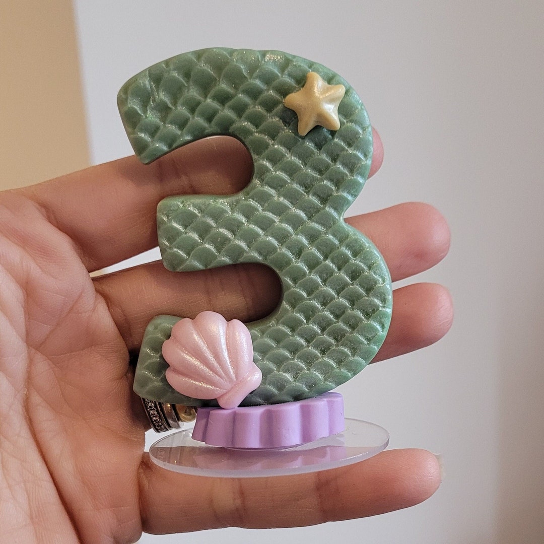 Mermaid Birthday Candle Cake Topper Last Numbers Doesn't Melt Non ...