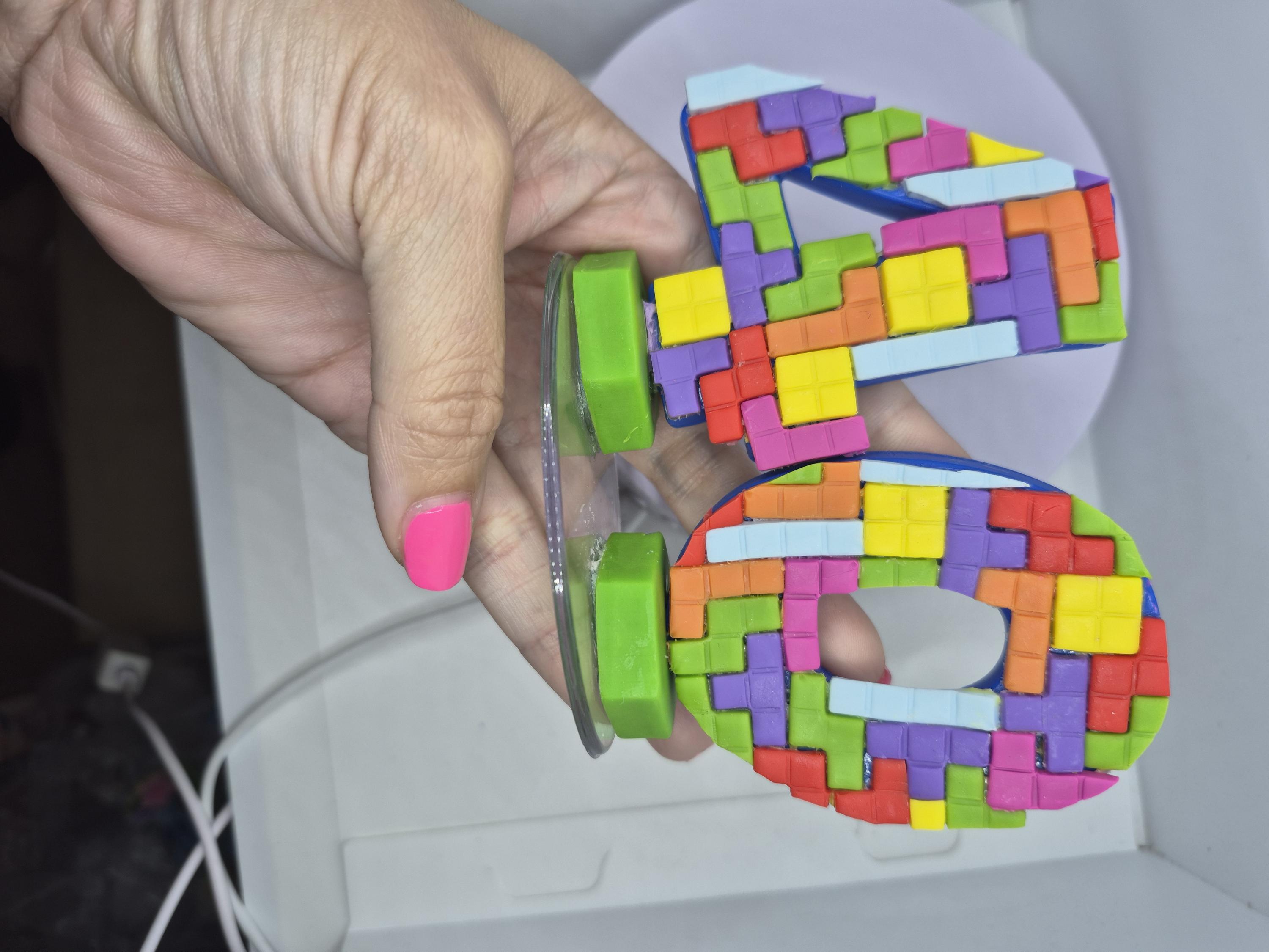 80s Game Cake Topper: Tetris Birthday Candle, Non-toxic Cold Porcelain ...