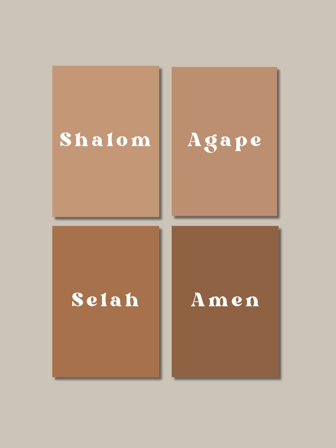 Shalom, Selah, Amen, Agape - Bible Word Cards - Etsy