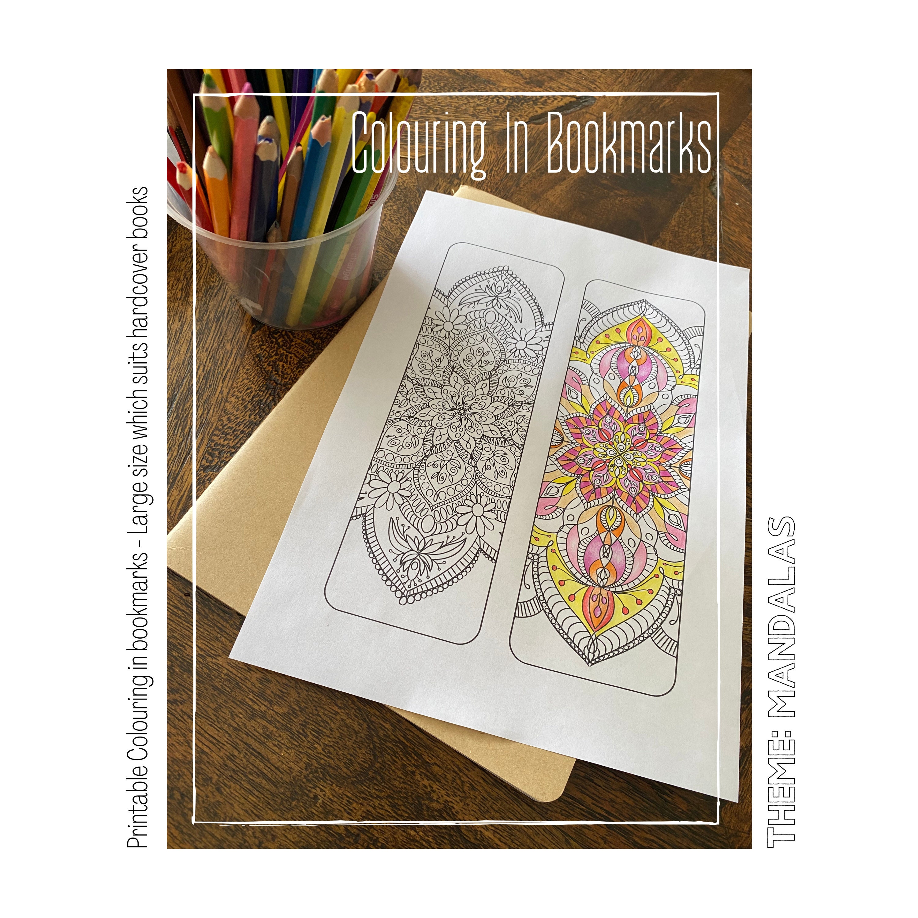 Mandala Colouring in Bookmarks Large Printable - Etsy