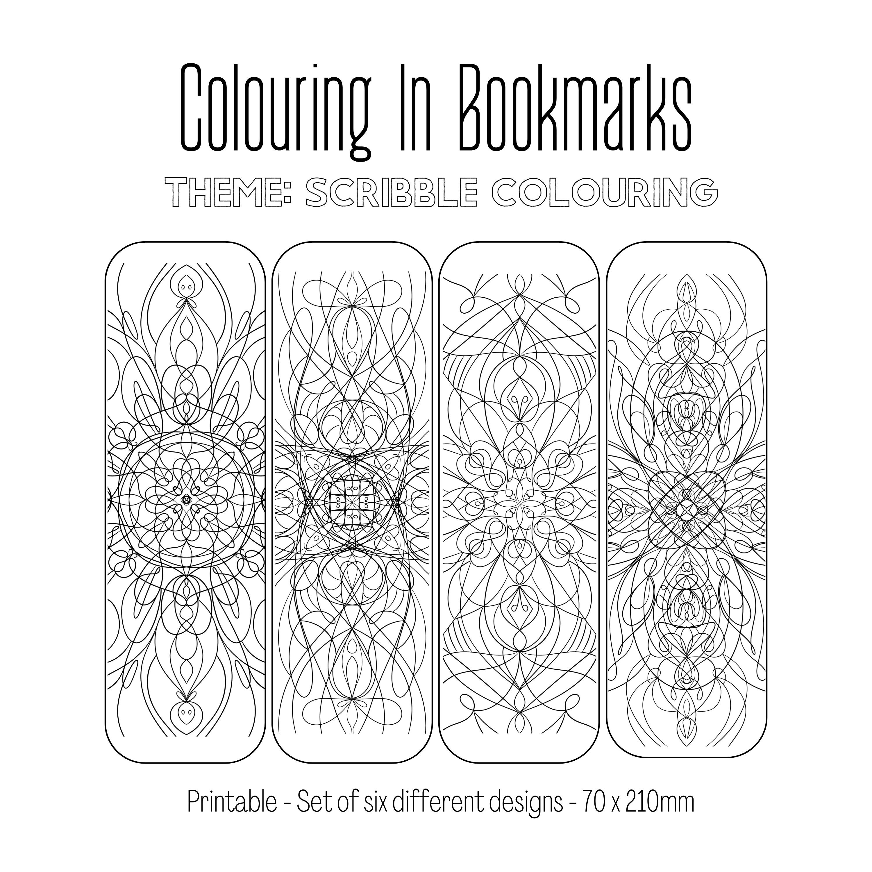 Pattern Colouring in Bookmarks - Printable PDF - Four Designs Included ...