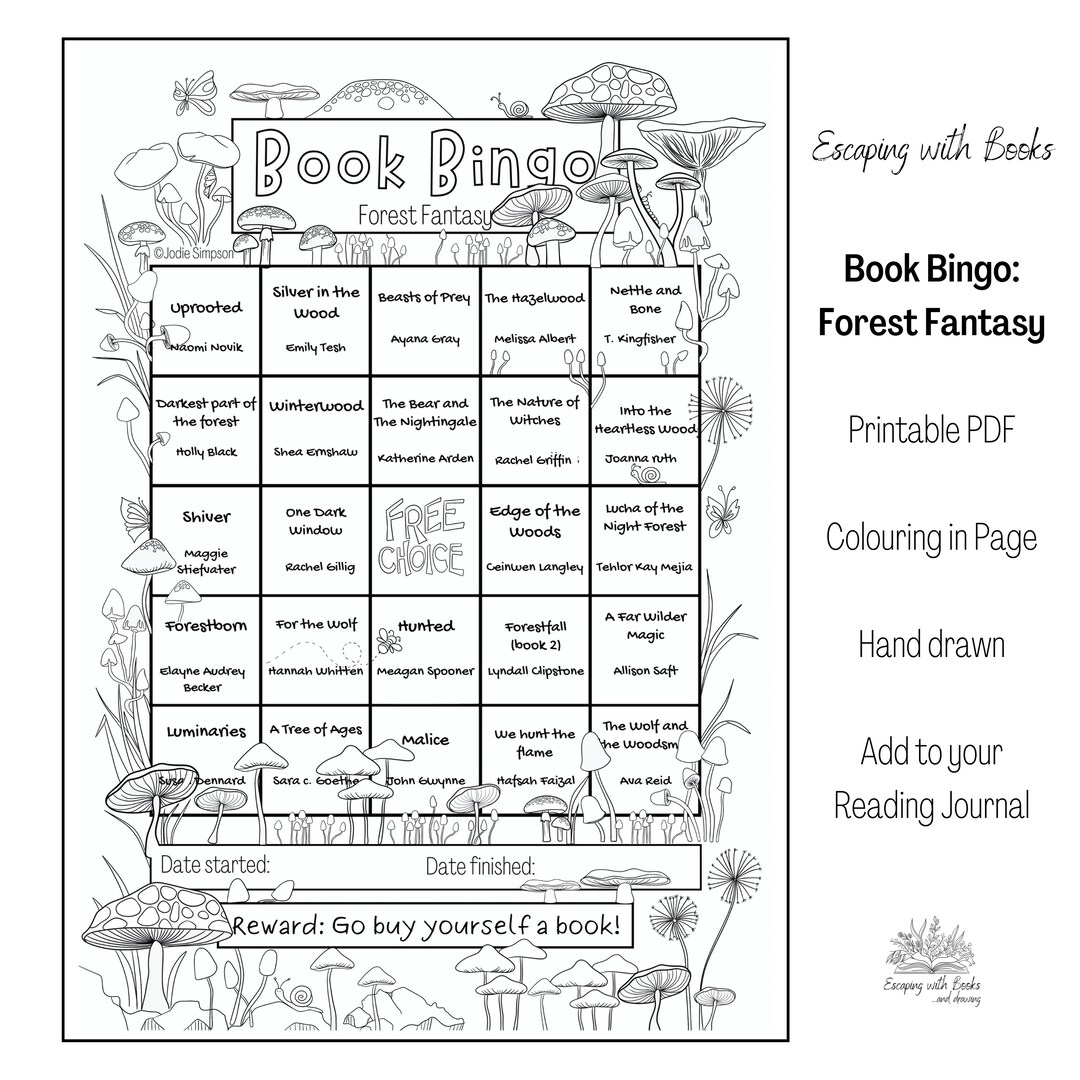 Forest Fantasy Book Bingo - Colouring in - Printable PDF - Reading ...