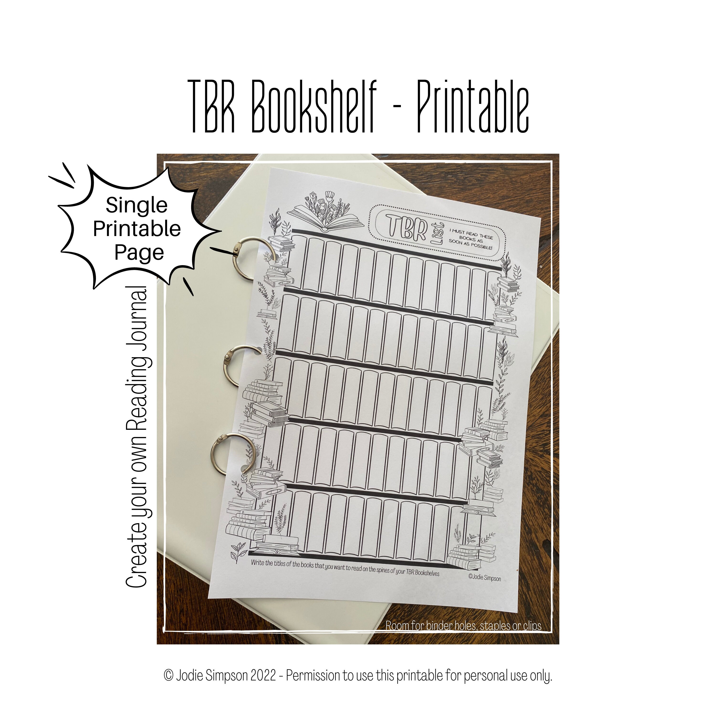 TBR Bookshelf Colouring in Printable for Your Reading - Etsy