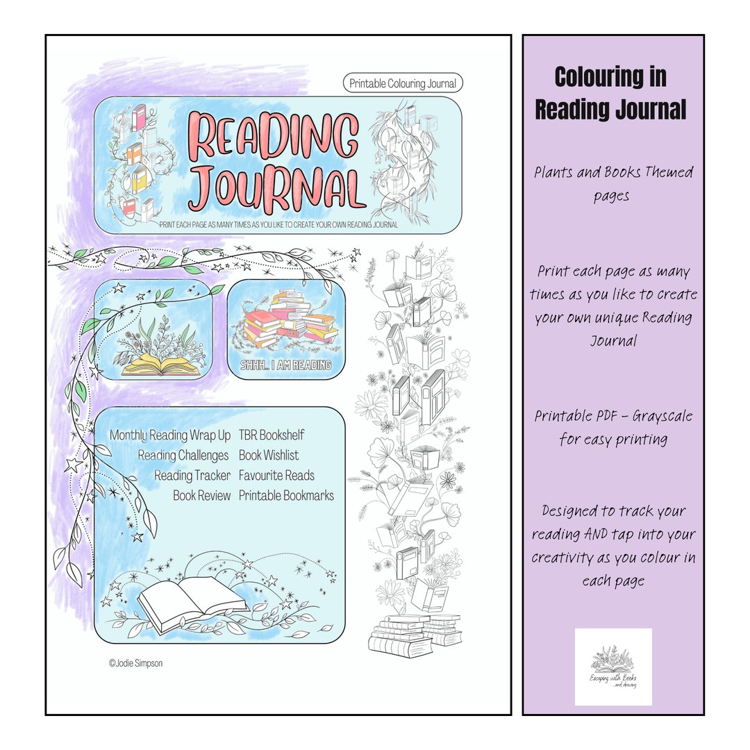 Reading Journal - 13 Printable, Colouring in Pages With Original Plant ...