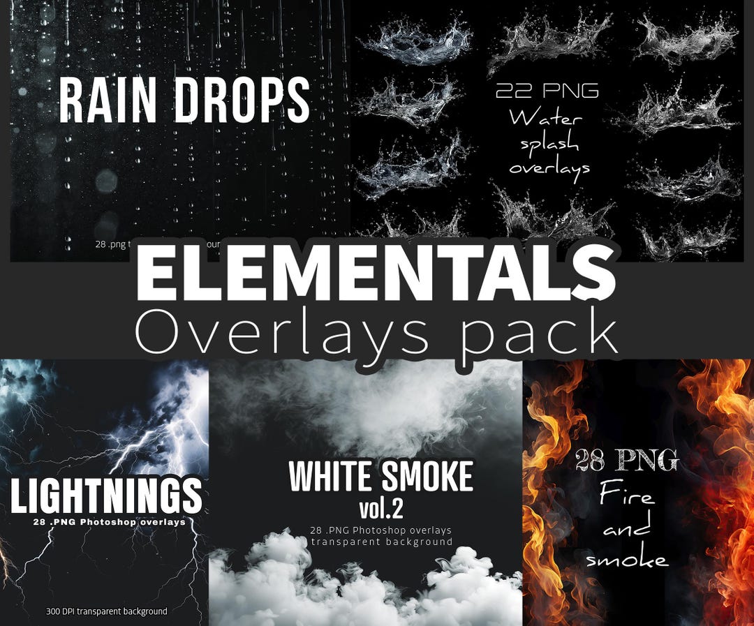 Fire, Smoke, Water, Lightning, Rain PNG Overlays (digital Download) - Etsy