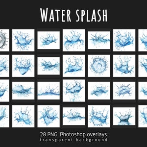 Water Splash Overlay Pack: Transparent PNG Photo Effects (digital ...